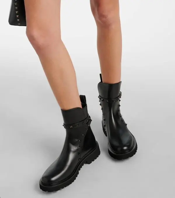 Valentino Garavani Rockstud Leather Ankle Boots