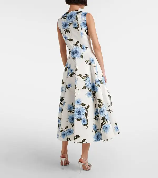 Emilia Wickstead Mara Printed Taffeta Faille Dress - Blue - 30% Off |  Editorialist