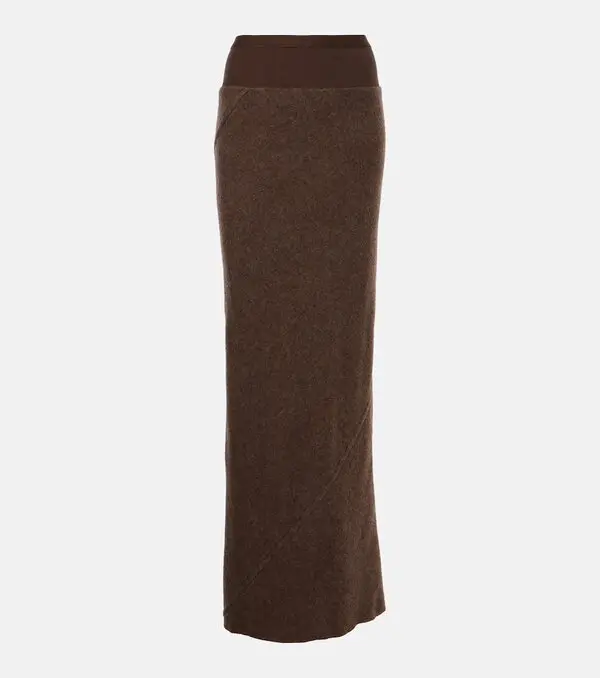 Rick Owens Coda Wool Maxi Skirt - Brown