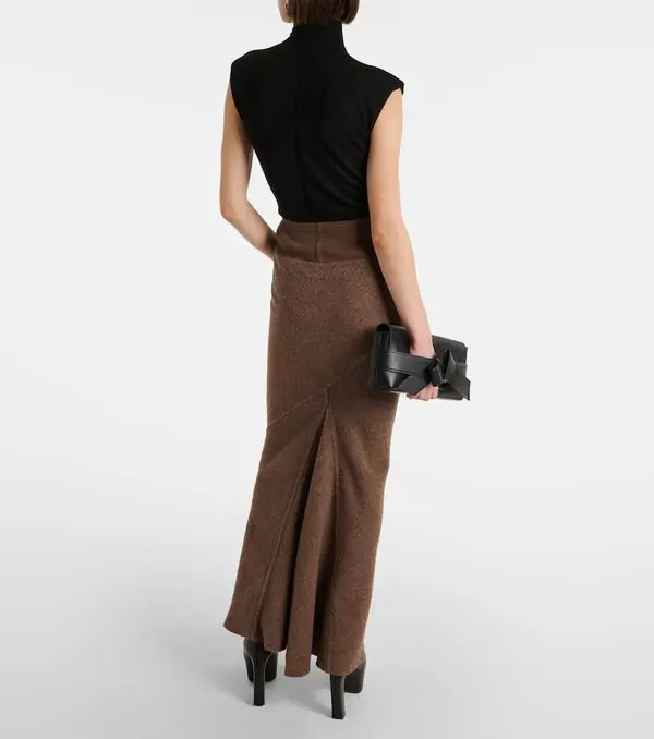 Rick Owens Coda Wool Maxi Skirt - Brown