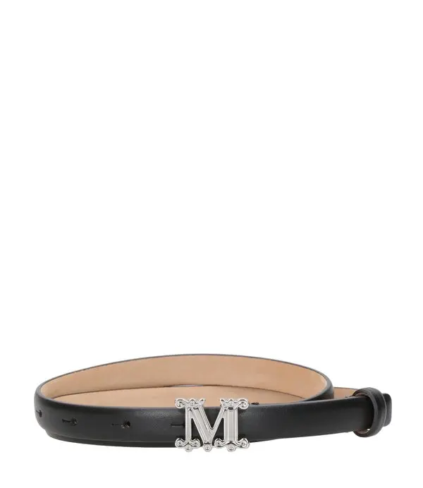 Max Mara Leather Belt With Monogram Clasp - Black