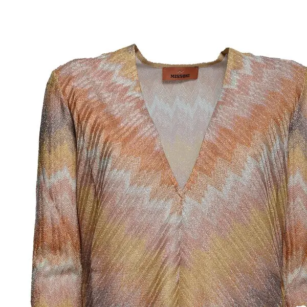 Missoni Long Sleeve Maxi Dress With Tie Detail