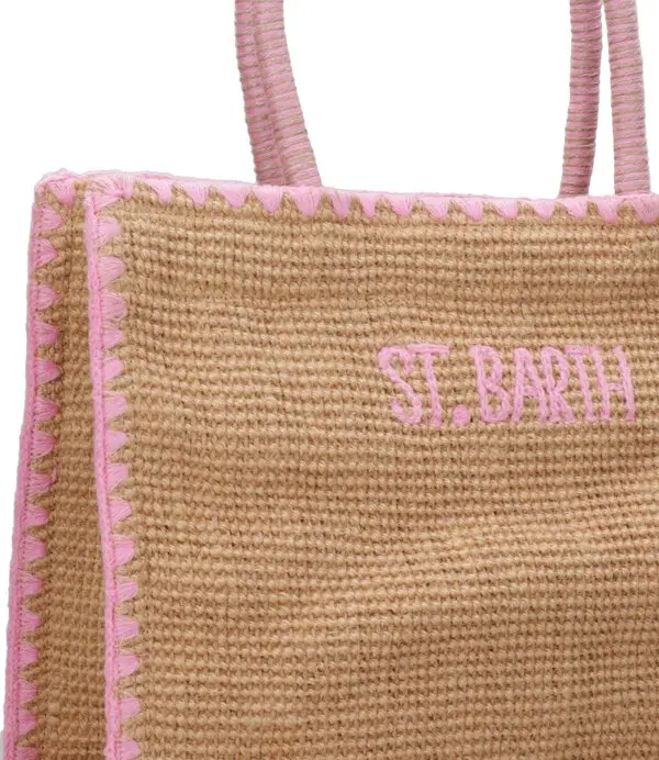 MC2 SAINT BARTH Jute Tote - Beige+rosa