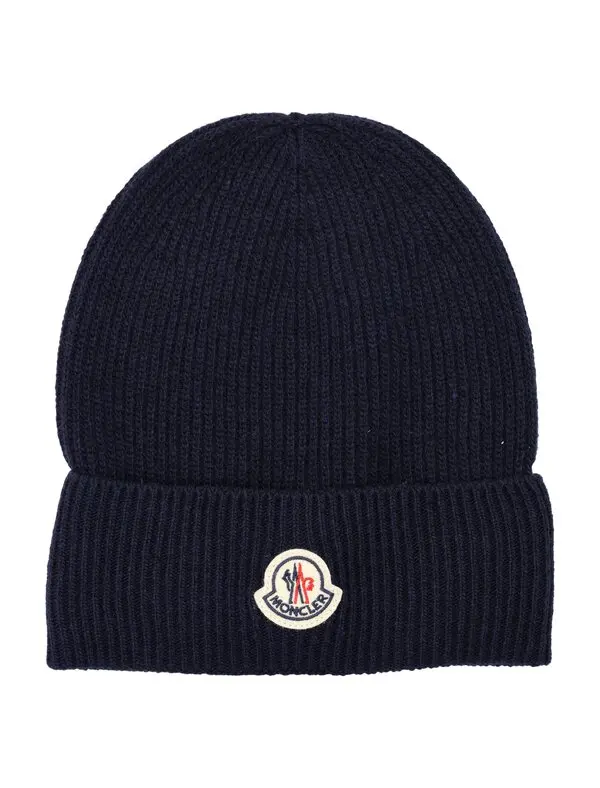 Moncler Wool And Cashmere Beanie - Blue