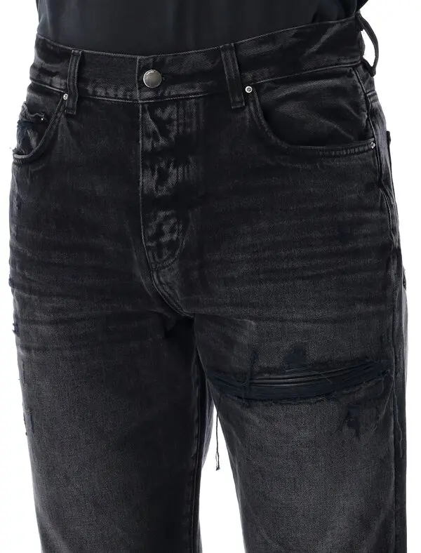 Amiri Distressed Straight Leg Jeans - Vintage Black