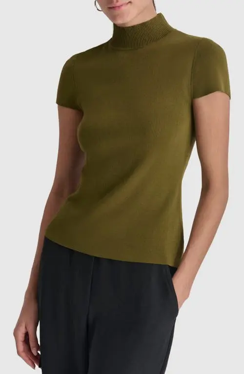 Dkny Short Sleeve Knit Top - Dark Olive