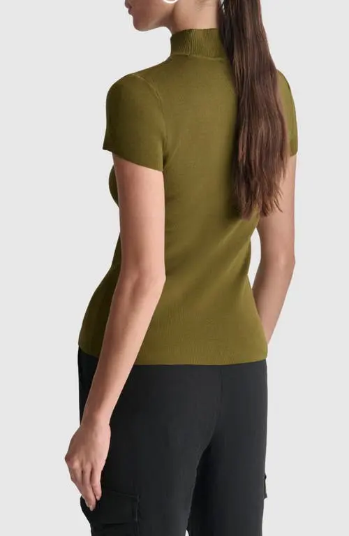 Dkny Short Sleeve Knit Top - Dark Olive
