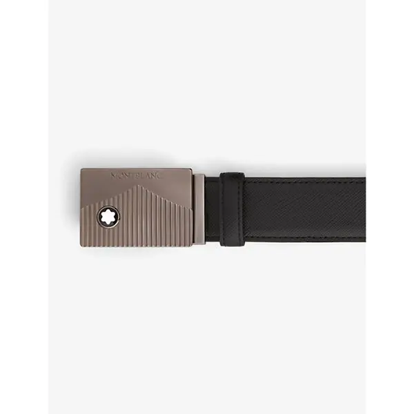 Montblanc Logo-engraved Buckle Leather Belt - Black