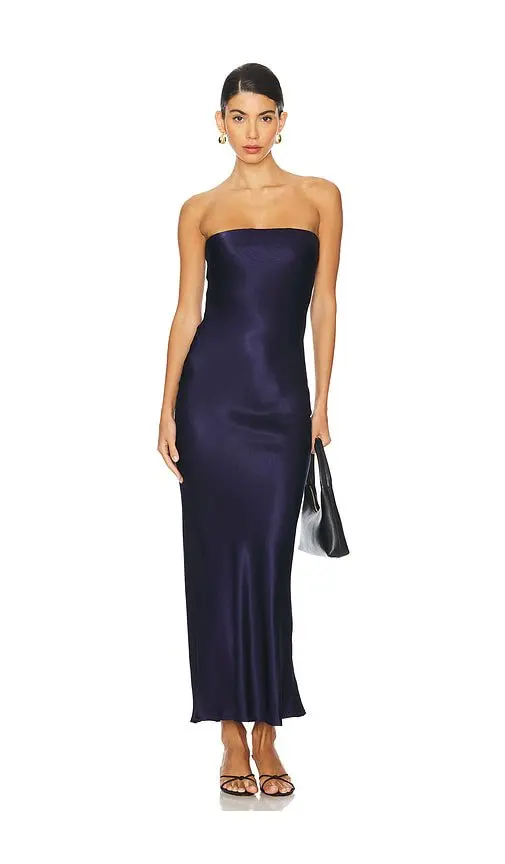 SNDYS. Angel Strapless Midi Dress - Navy