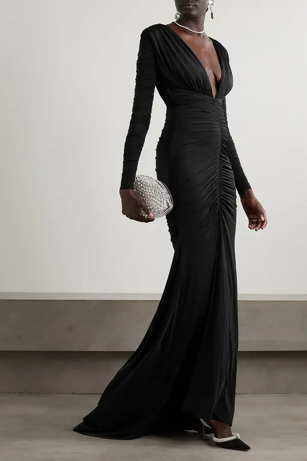 Alex Perry Dalton Ruched Stretch-jersey Gown