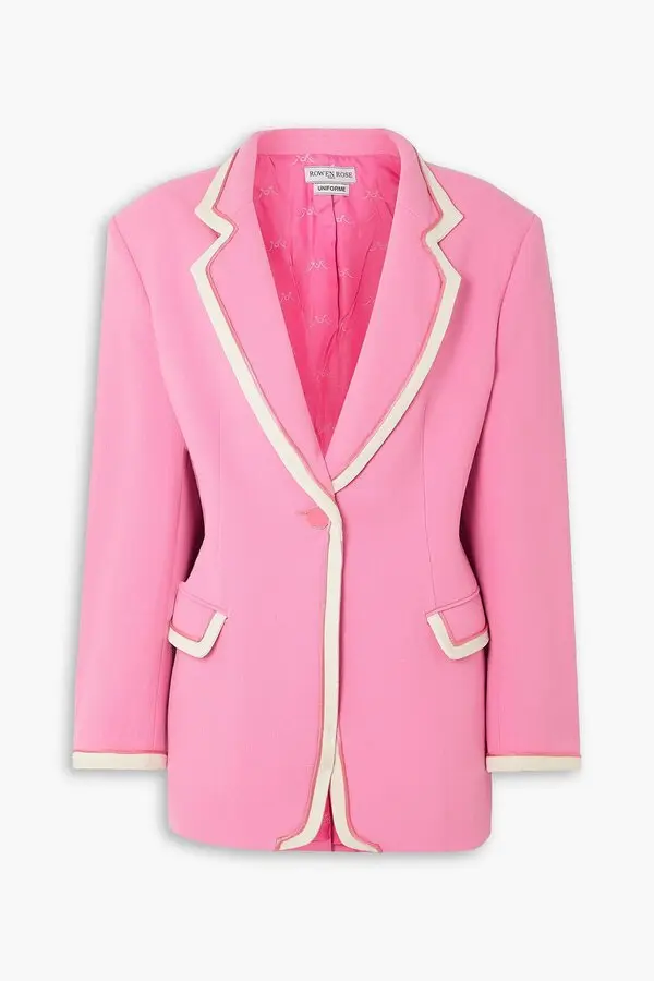 ROWEN ROSE Oversized Two-tone Wool-crepe Blazer