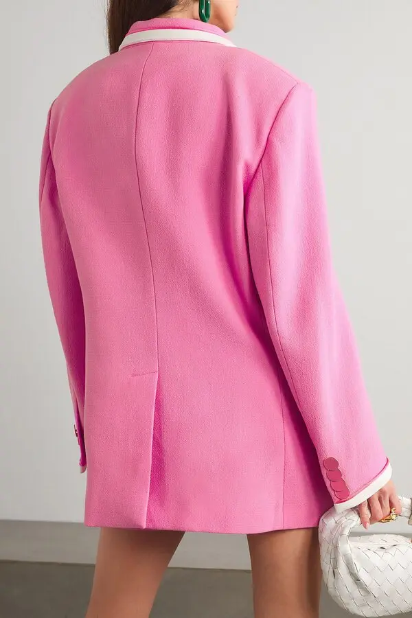 ROWEN ROSE Oversized Two-tone Wool-crepe Blazer