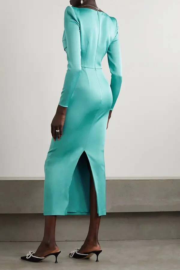 Alex Perry Linden Wrap-effect Satin-crepe Midi Dress - Teal