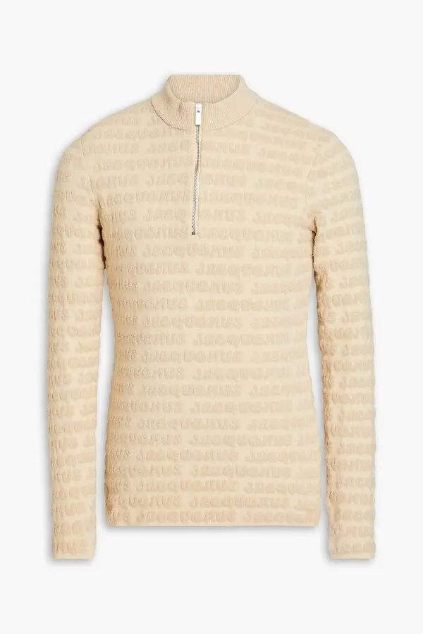 Jacquemus Luis Terry Jacquard Halfzip Sweater - Beige