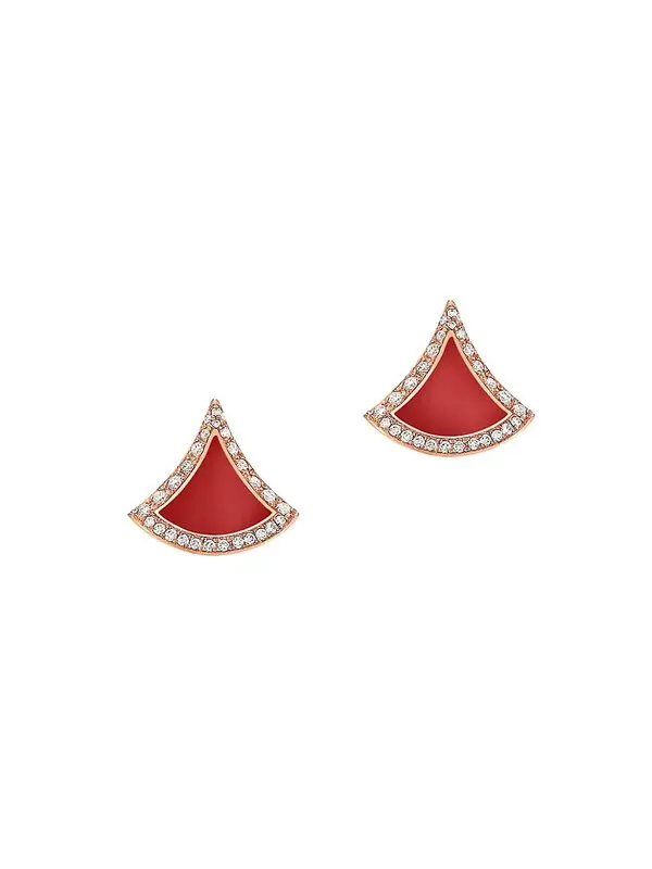 BVLGARI Divas' Dream 18k Rose Gold, Pink Carnelian & 0.10 Tcw Diamond Earrings - Pink Gold