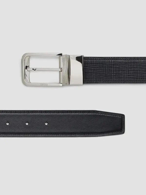 Zegna Paglia Engraved Leather And Reversible Belt