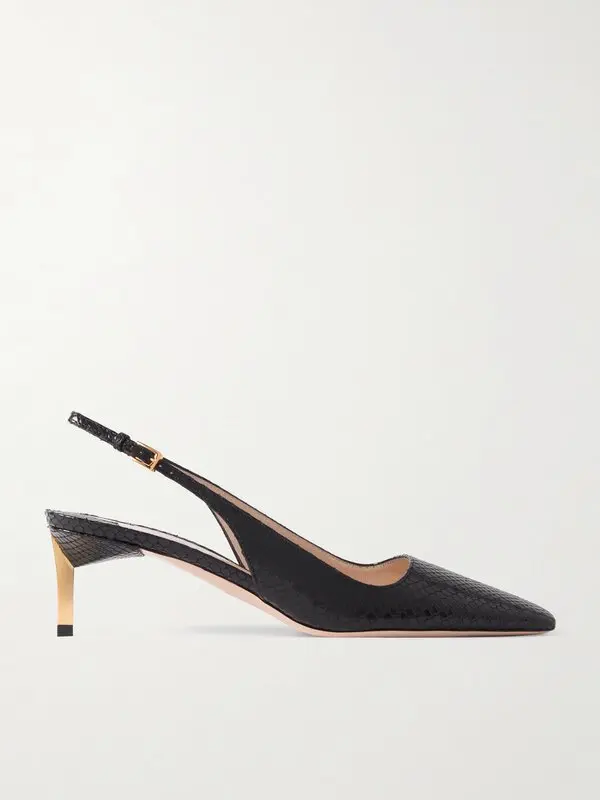 TOM FORD Snake-effect Leather Slingback Pumps
