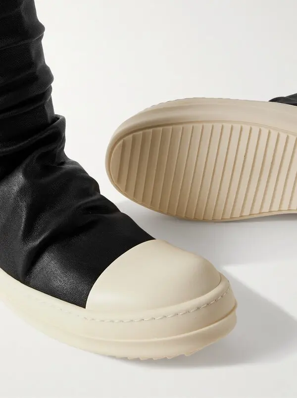 Rick Owens Rubber-trimmed Over-the-knee Leather Boots - Black