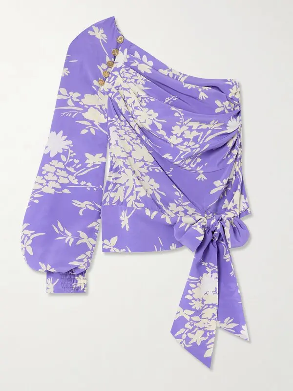 Maison Mayle Solange One-shoulder Floral-print Top