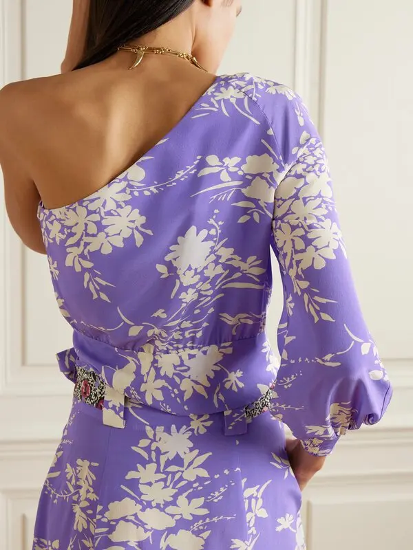 Maison Mayle Solange One-shoulder Floral-print Top