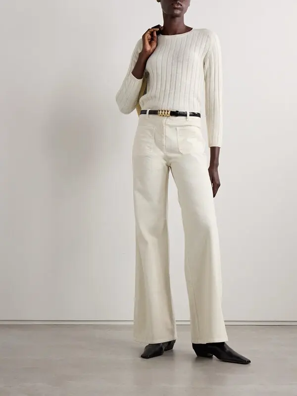 NILI LOTAN Florence Cotton-blend Corduroy Flared Pants - Neutrals