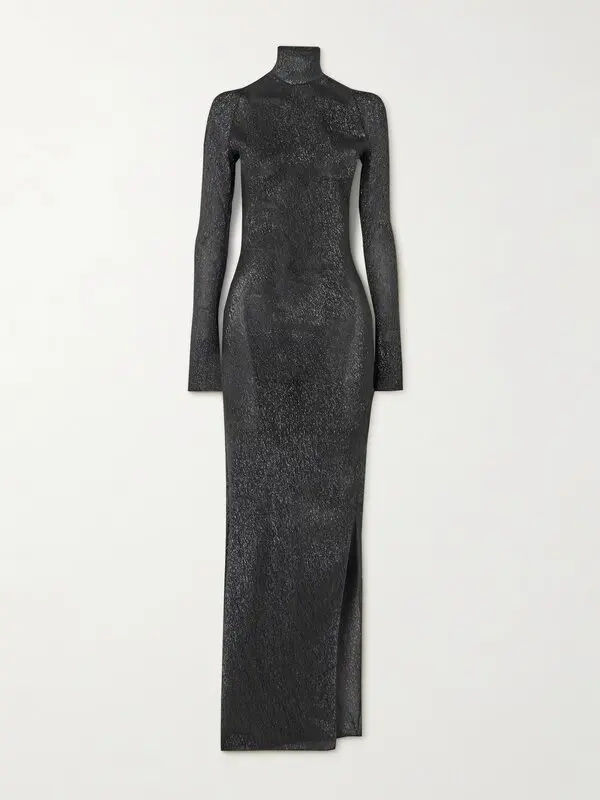 PETAR PETROV Treasure Metallic Silk-blend Maxi Dress - Gray