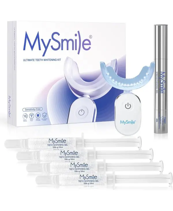 MYSMILE Deluxe 10 Min Teeth Whitening Kit With 28 Led Light - White