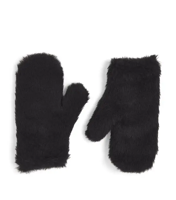Max Mara Alpaca-wool-silk Mittens - Black
