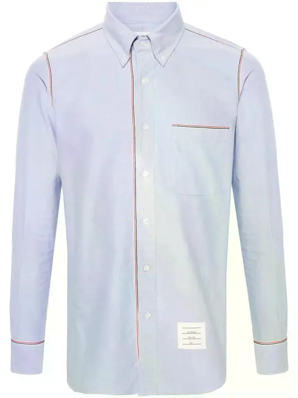 Thom Browne Grosgrain-trim Cotton Shirt - Blue