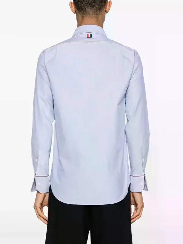 Thom Browne Grosgrain-trim Cotton Shirt - Blue