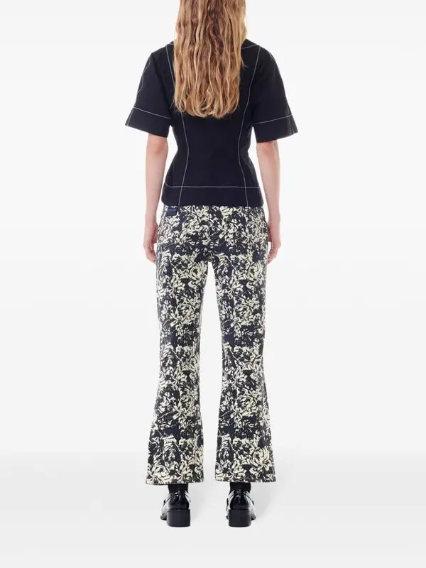 GANNI Contrast Piping Wrap Blouse