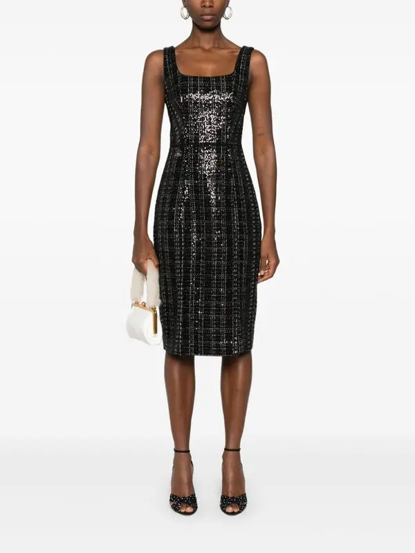 GENNY Sequinned Tweed Midi Dress