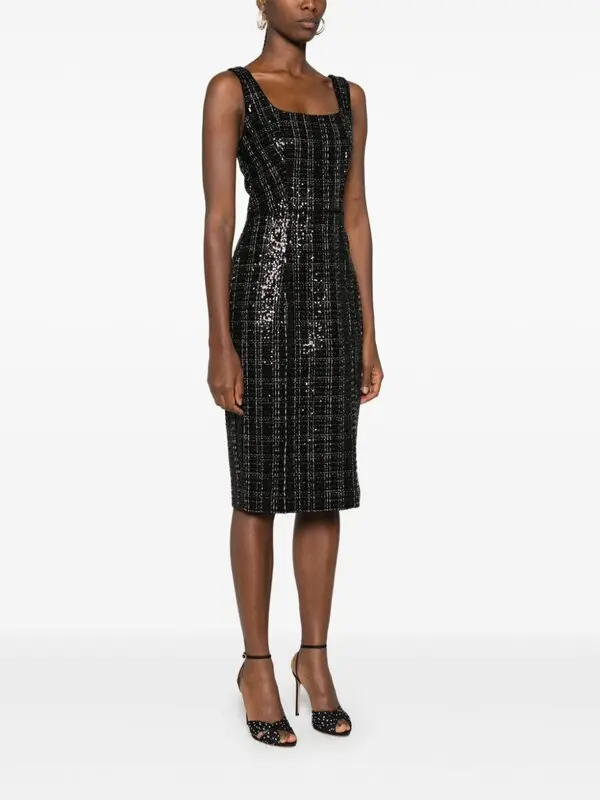 GENNY Sequinned Tweed Midi Dress