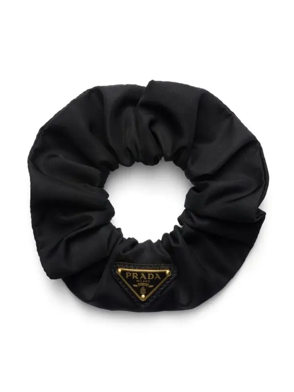 Prada Triangle-logo Re-nylon Scrunchie - Black