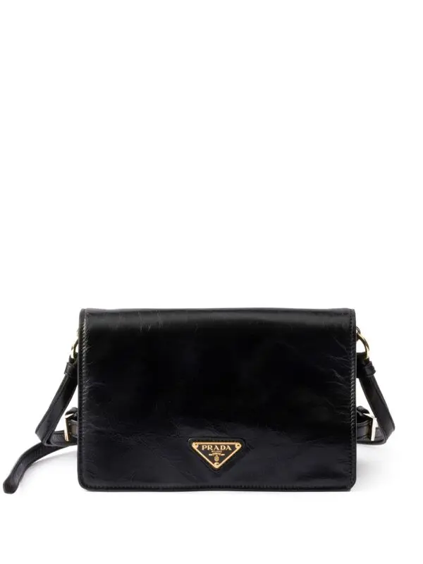 Prada Mini Leather Shoulder Bag - Black