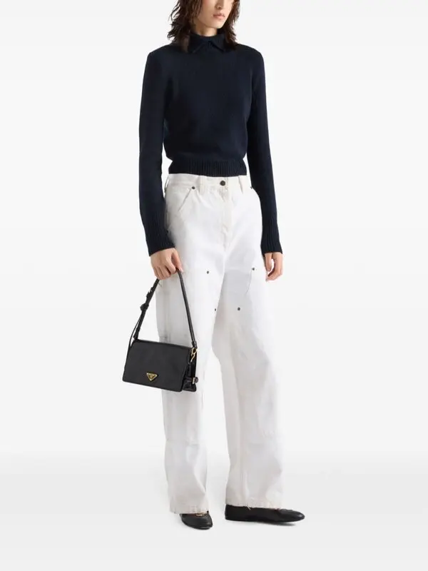 Prada Mini Leather Shoulder Bag - Black
