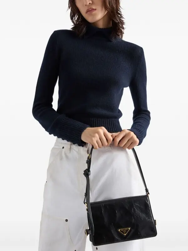 Prada Mini Leather Shoulder Bag - Black
