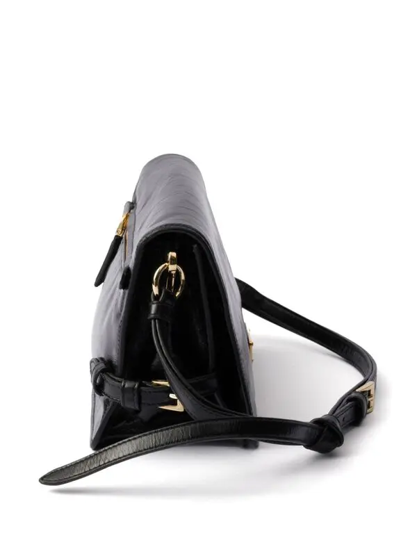 Prada Mini Leather Shoulder Bag - Black