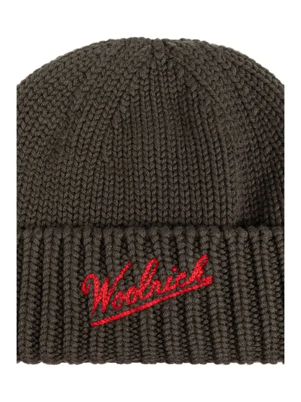 Woolrich Logo-intarsia Beanie - Green