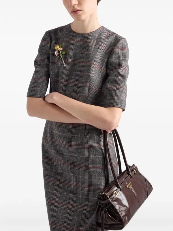Prada Prince-Of-Wales Midi Dress - Grey | Editorialist