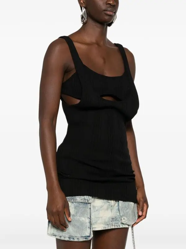 Attico Layered Tank Top - Black