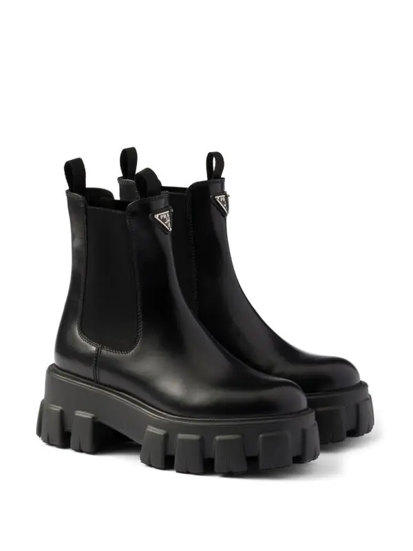 Prada Monolith Brushed Leather Chelsea Boots