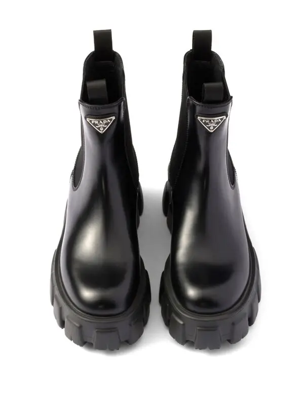 Prada Monolith Brushed Leather Chelsea Boots