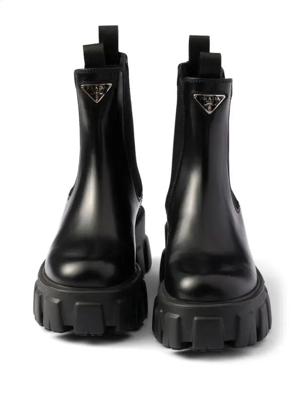 Prada Monolith Brushed Leather Chelsea Boots