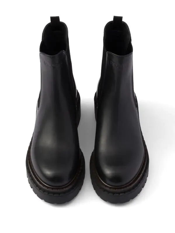 Prada Leather Chelsea Boots - Black