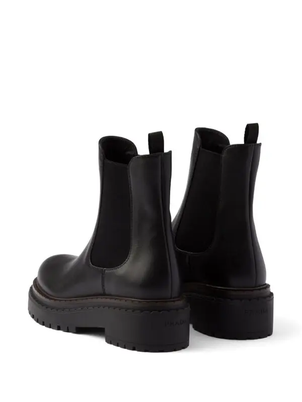 Prada Leather Chelsea Boots - Black