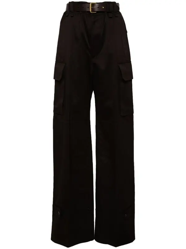 Saint Laurent Logo-embroidered Wide Leg Trousers