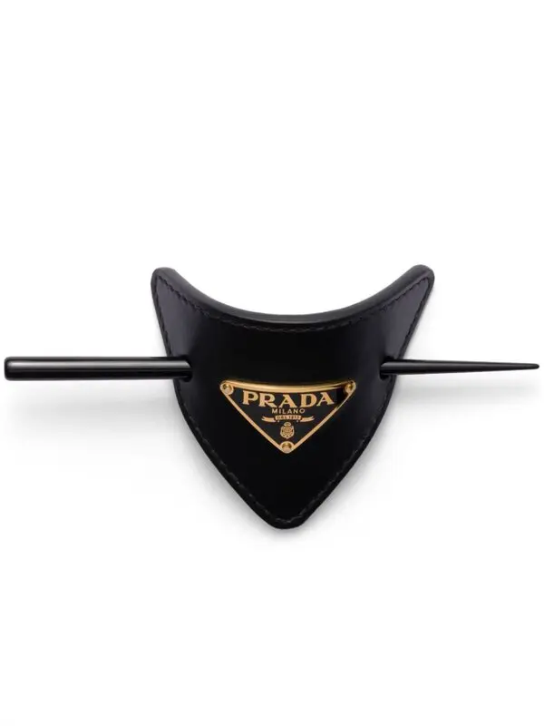 Prada Leather Hair Clip - Black