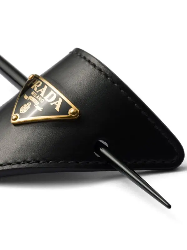 Prada Leather Hair Clip - Black