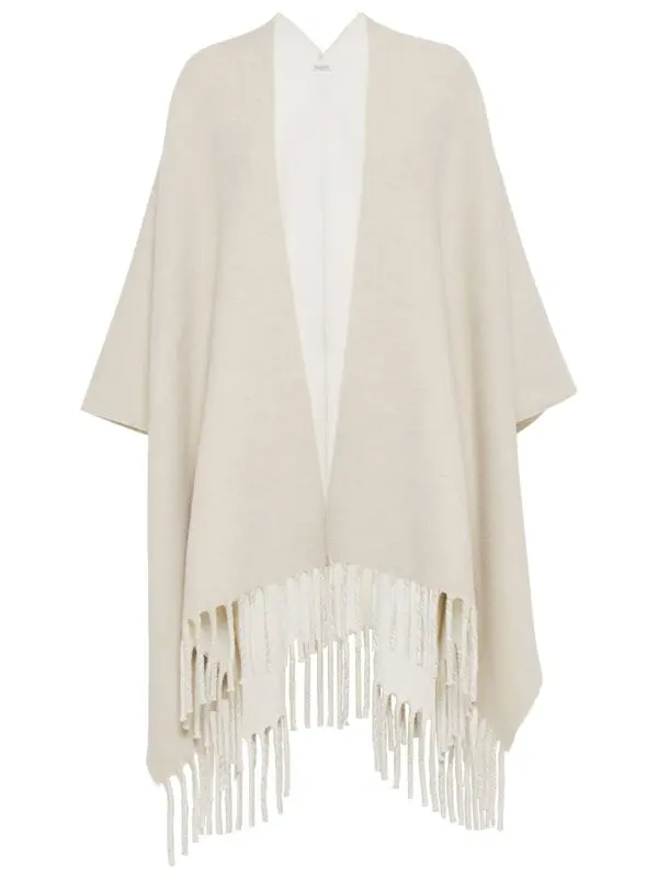 Brunello Cucinelli Fringed-edge Double Knit Poncho - Neutrals